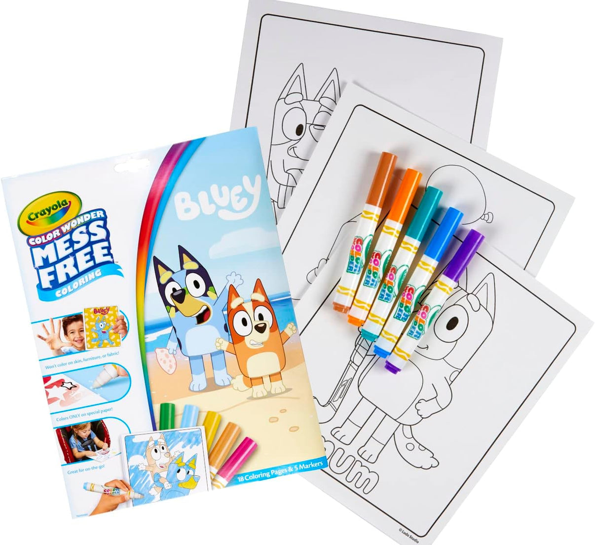 Crayola Bluey Color Wonder Coloring Set (18 Bluey Coloring Pages and 5 ...